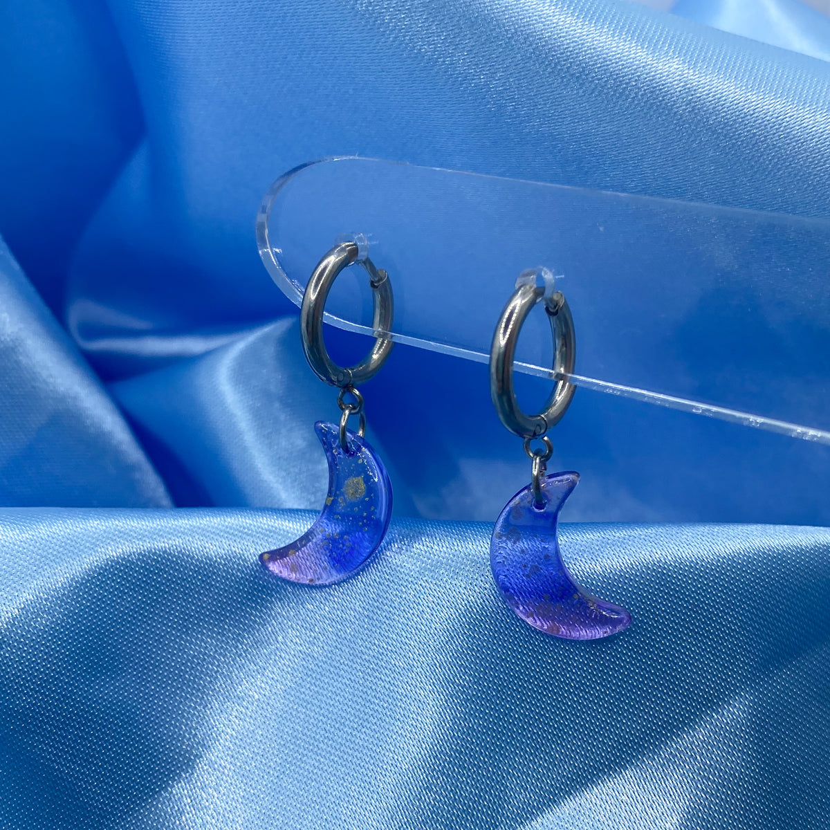 Purple Moon Hoop Earrings Lapis Lily