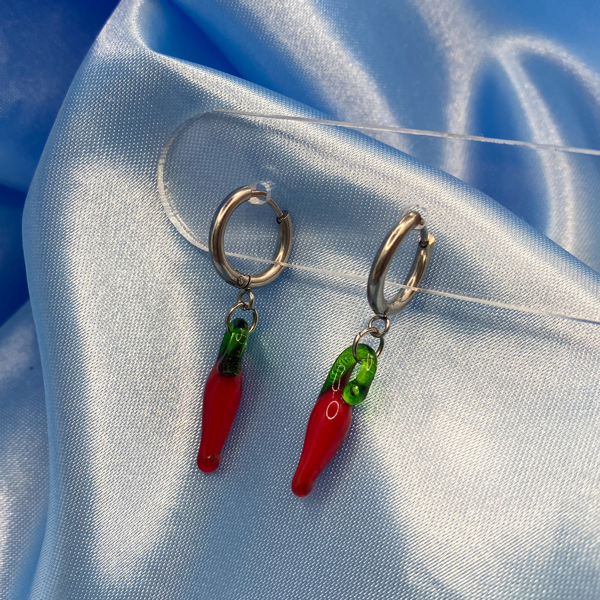 Glass Chilli Hoop Earrings – Lapis Lily